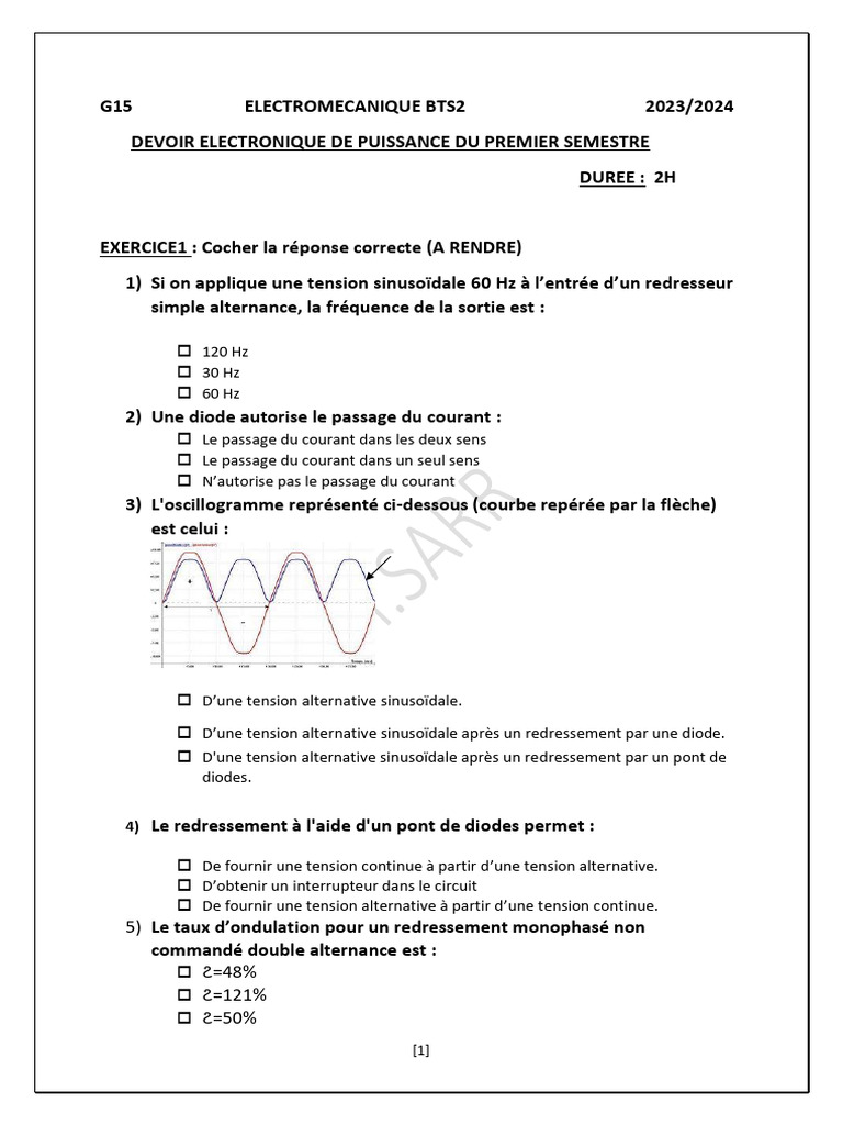 Électronique de Puissance BTS2 | PDF | Redresseur | Électronique de puissance