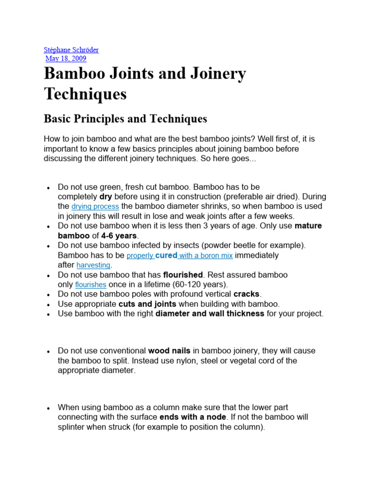 Bamboo connection Details | PDF | Bamboo | Beam (Structure)