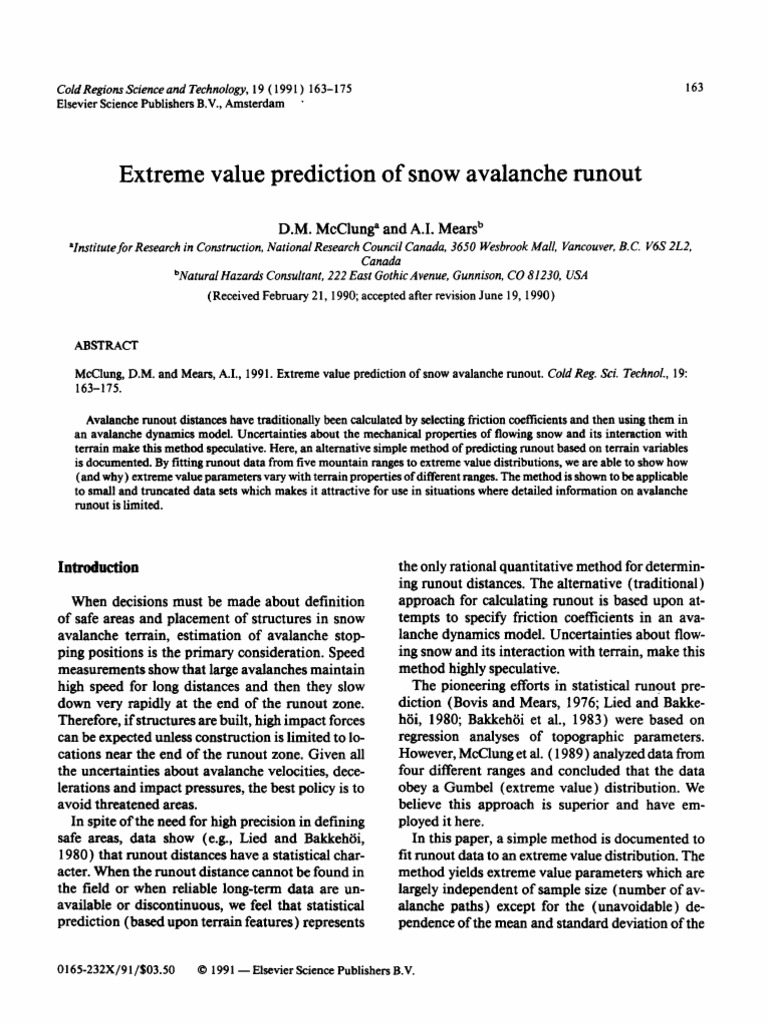 Extreme Value Prediction of Snow Avalanche Runout | PDF | Statistics | Least Squares