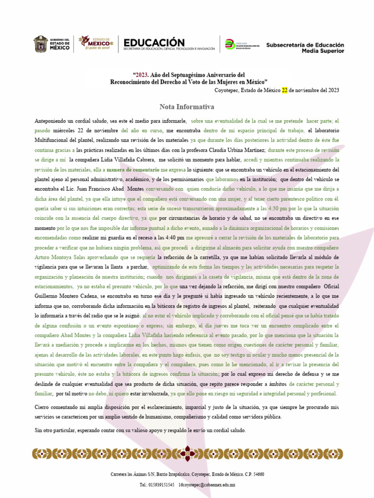 Ejemplo de Nota | PDF