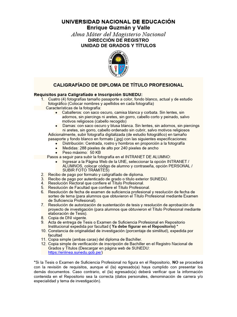 Requisitos para Caligrafiado de Titulo Profesional | PDF