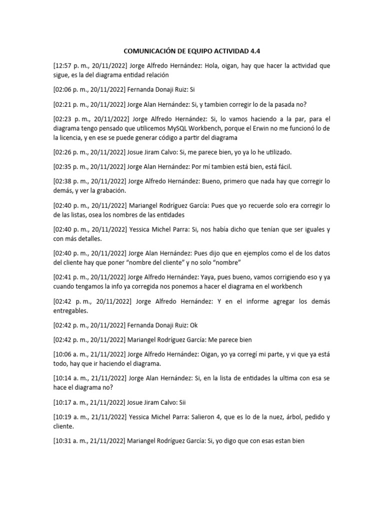 Evidencia Trabajo de Equipo Actividad 4.4 | PDF | Mi sql