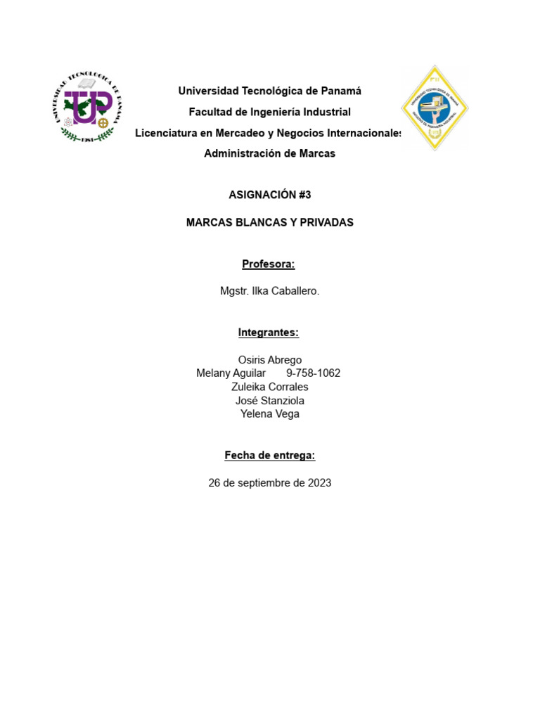 Actividad #3 - Marcas Blancas y Privadas | Descargar gratis PDF ...