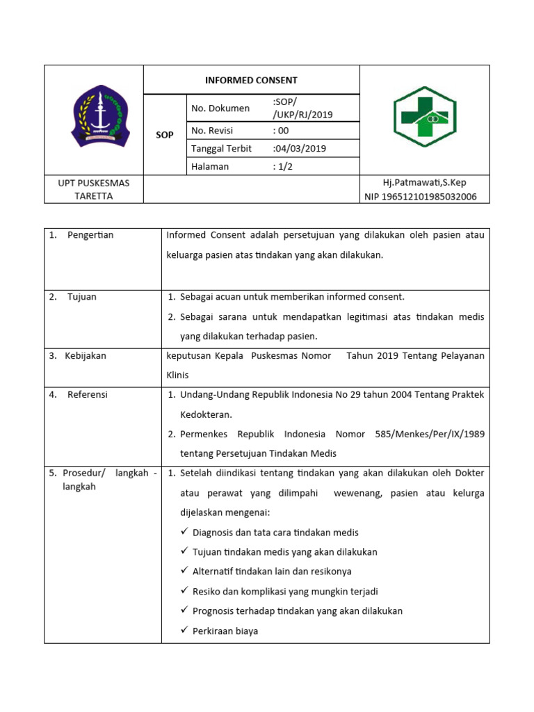 Sop Informed Consent | PDF | Pengembangan Diri