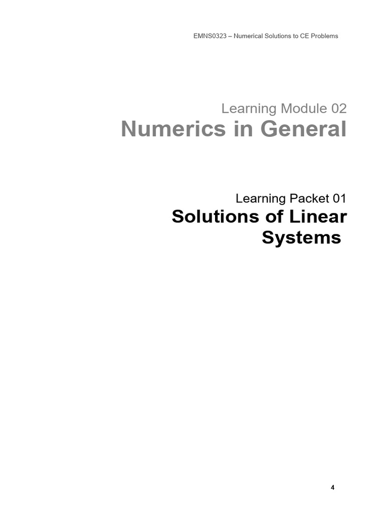 BSCE-EMNS0323-LM2.1 - Solutions of Linear Equations | PDF | System Of Linear Equations | Matrix ...