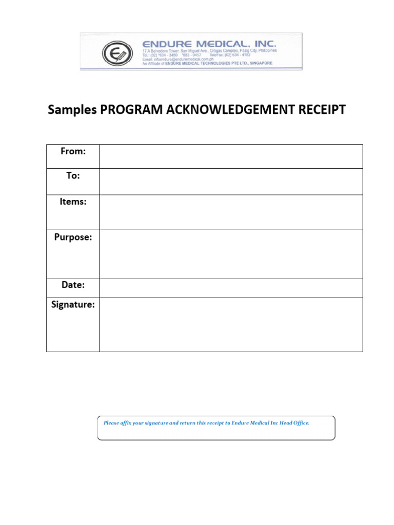 Acknowledgement Receipt Medical Supplies | PDF