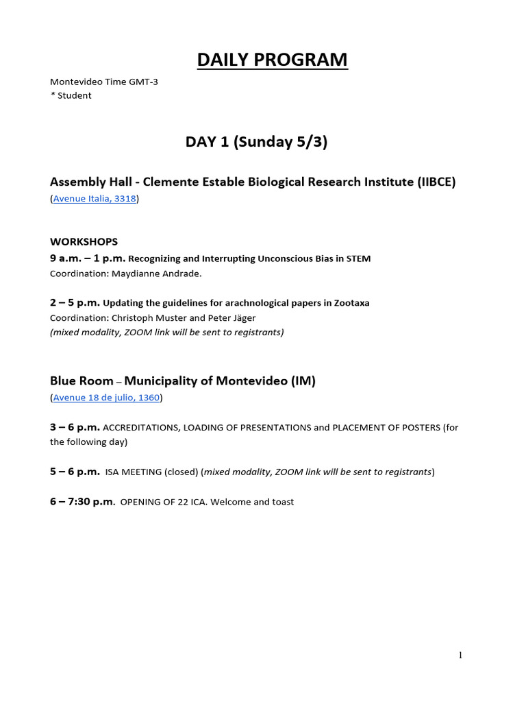 DAILY PROGRAM. Ingle S. Final | PDF | Spider | Biodiversity