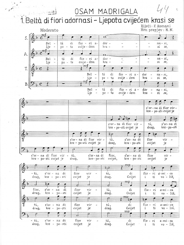 Ivan Pl. Zajc - Osam Madrigala | PDF