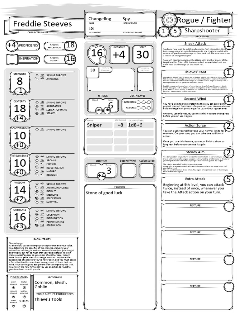 456029-Character Sheet MARTIAL-MULTICLASS EDITABLE | PDF