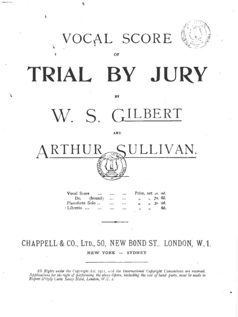 Trial by Jury - Score | PDF