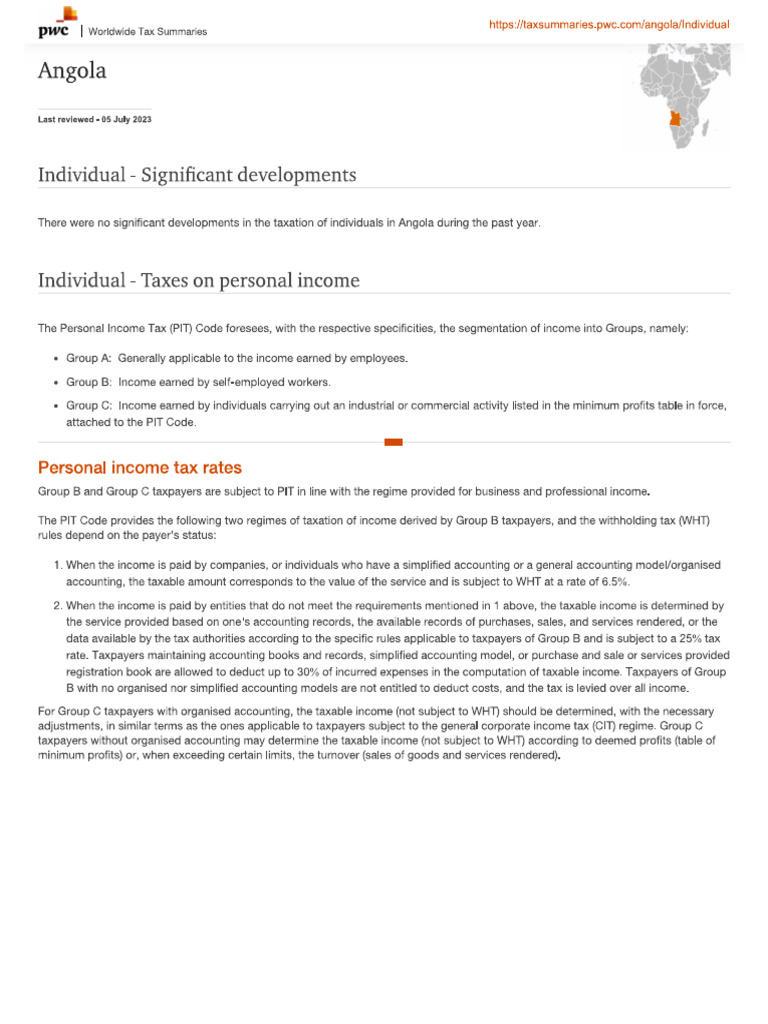 Angola Individual Tax | PDF