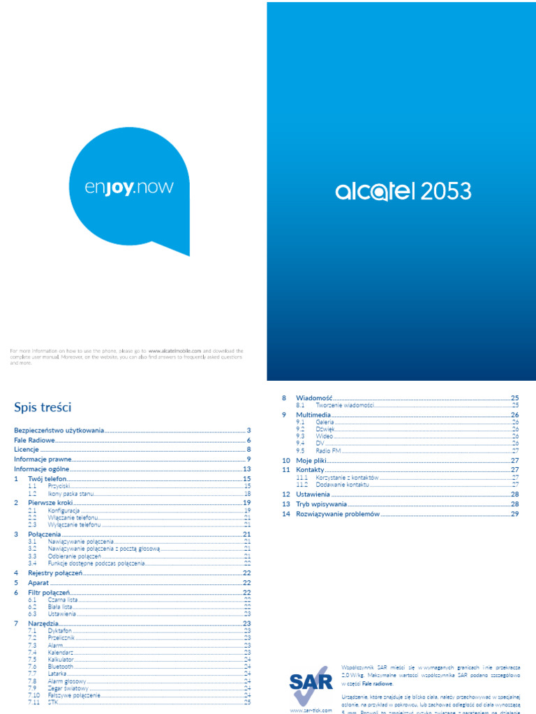 Instrukcja Obslugi ALCATEL 2053 | PDF