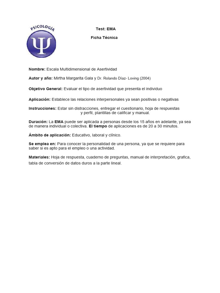 Act 3 Ficha Tecnica Test Ema | PDF