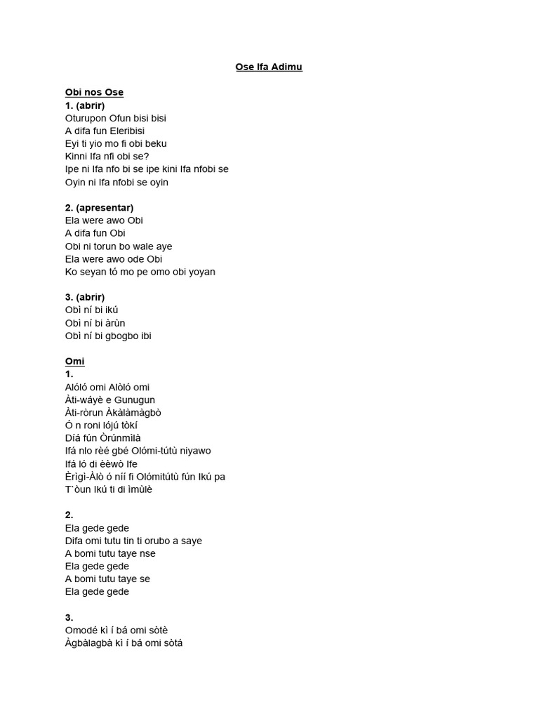 Adimu Ose Ifá | PDF