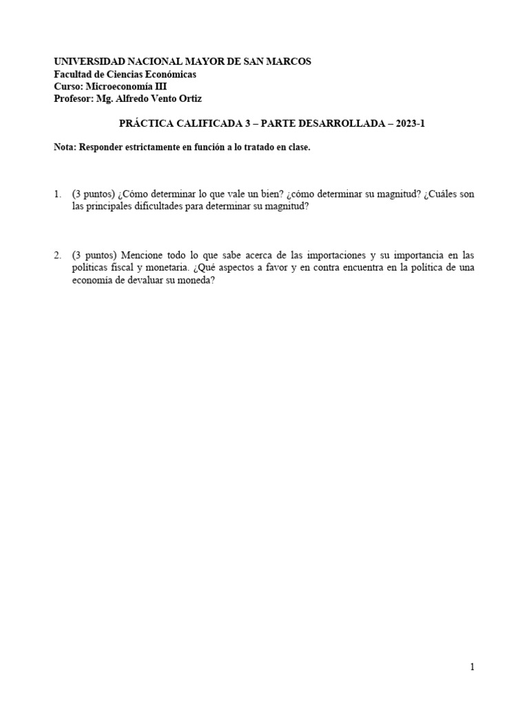 Pc3 - Parte Desarrollada - Segundo Turno - 2023-1 | PDF