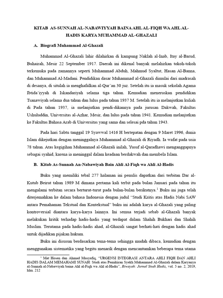 Kitab As-Sunnah An-Nabawiyah Baina Ahl Fqih Wa Ahl Al Hadis | PDF
