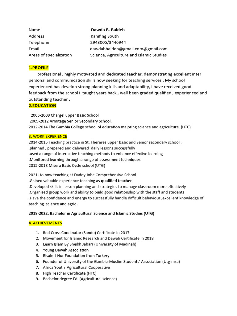 Dawda B Baldeh's CV | PDF