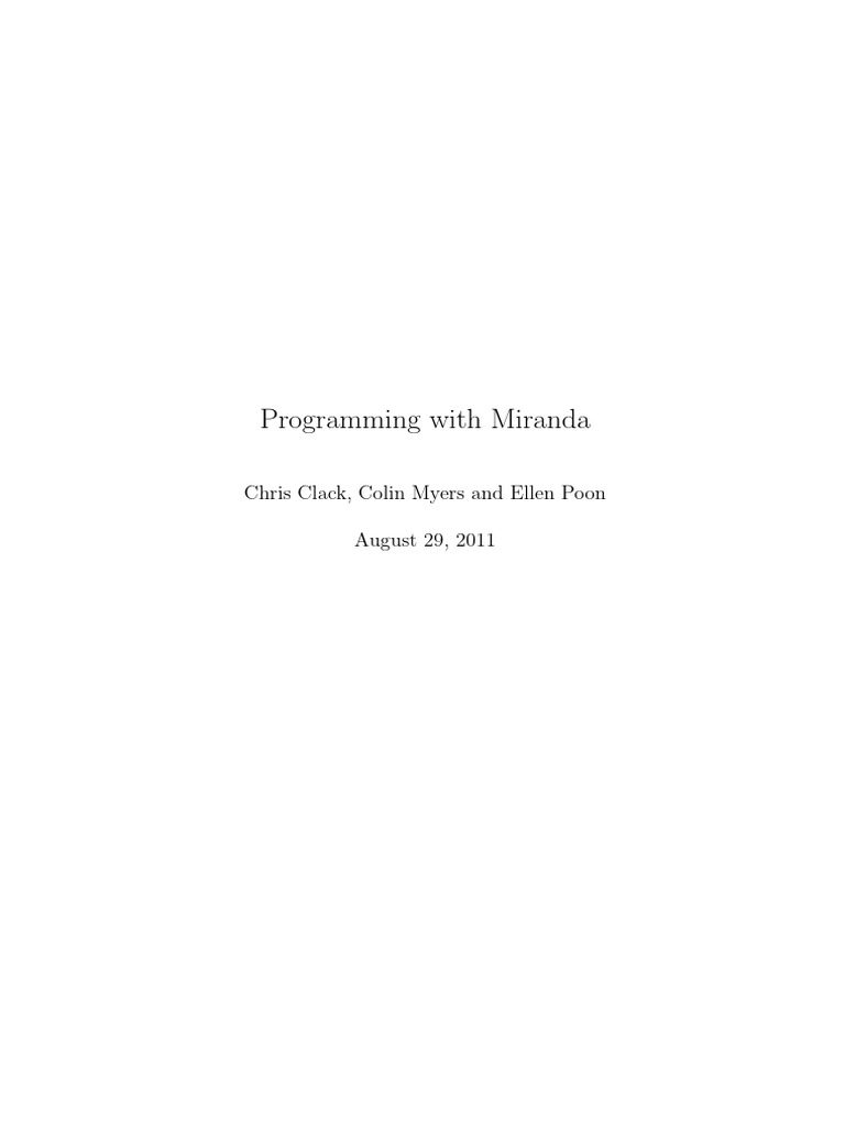 Programming With Miranda | PDF | Boolean Data Type | Information Technology
