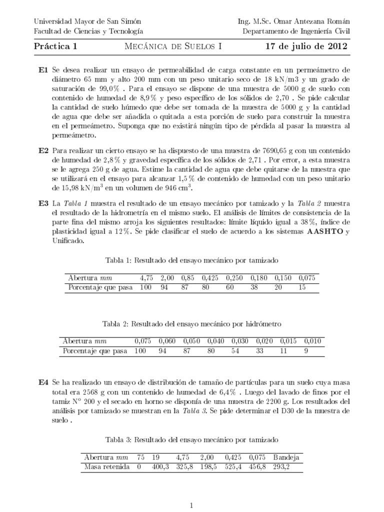 Suelos 1-Practica | PDF | Física Aplicada e Interdisciplinaria | Ciencias fisicas