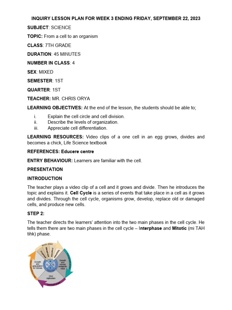 7th Grade Science: Cell to Organism | PDF | Mitosis | Biological Processes