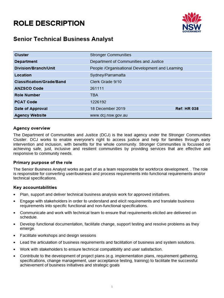 Senior Technical Business Analyst | PDF | Business Process | Cognition