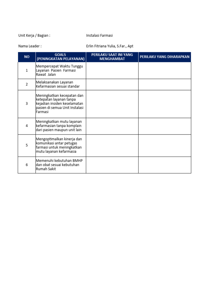 Form Action Plan Farmasi | PDF