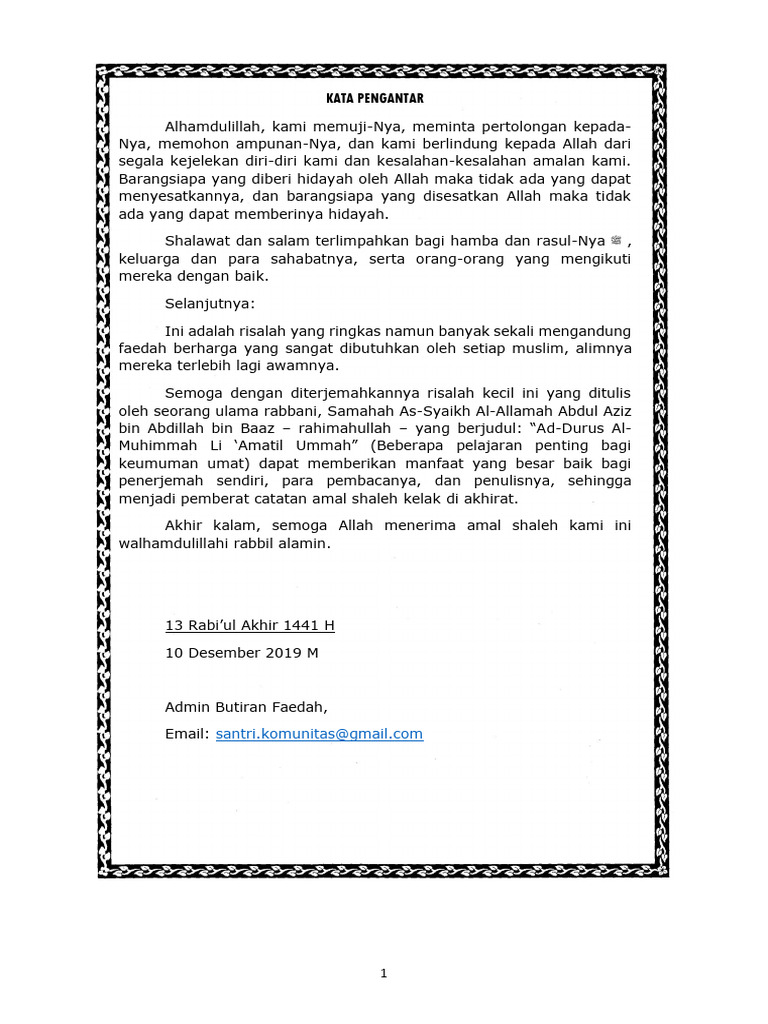 Terjemah Durus Muhimah - Ibnu Baaz | PDF