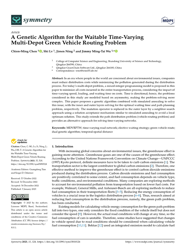 Symmetry 15 00124 V2 Pdf Genetic Algorithm Routing 
