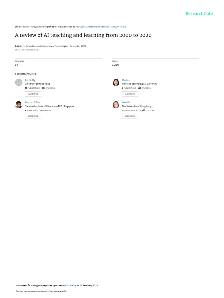 A Review of AI Teaching and Learning From 2000 To | PDF | Intelligence ...