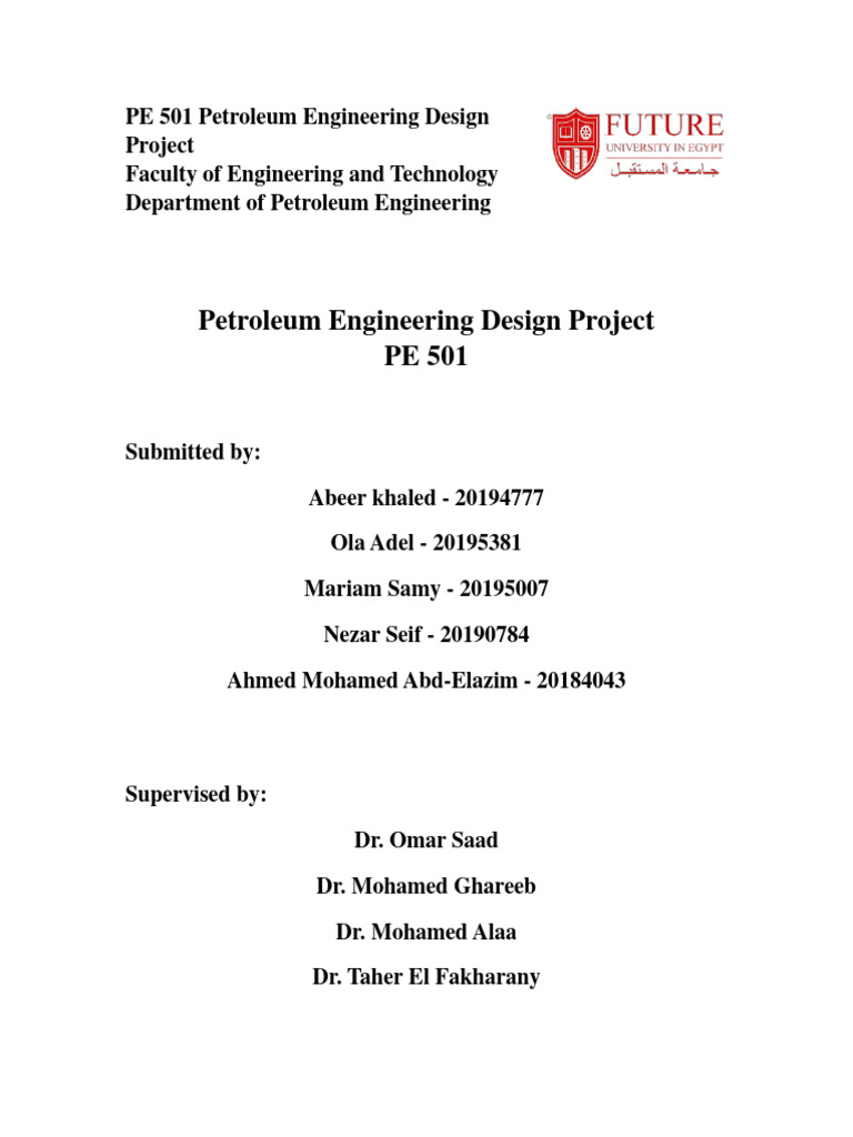PE 501 Petroleum Engineering Design Project | PDF | Petroleum Reservoir | Permeability (Earth ...