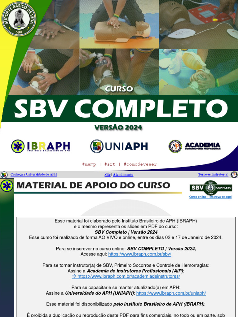 PDF - Slides - SBV Completo - 2024 | Download grátis PDF | Reanimação ...