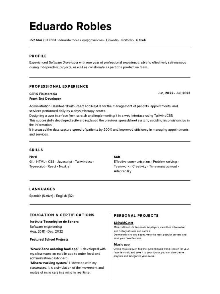 CV Eduardo Robles - Software-Engineer | PDF