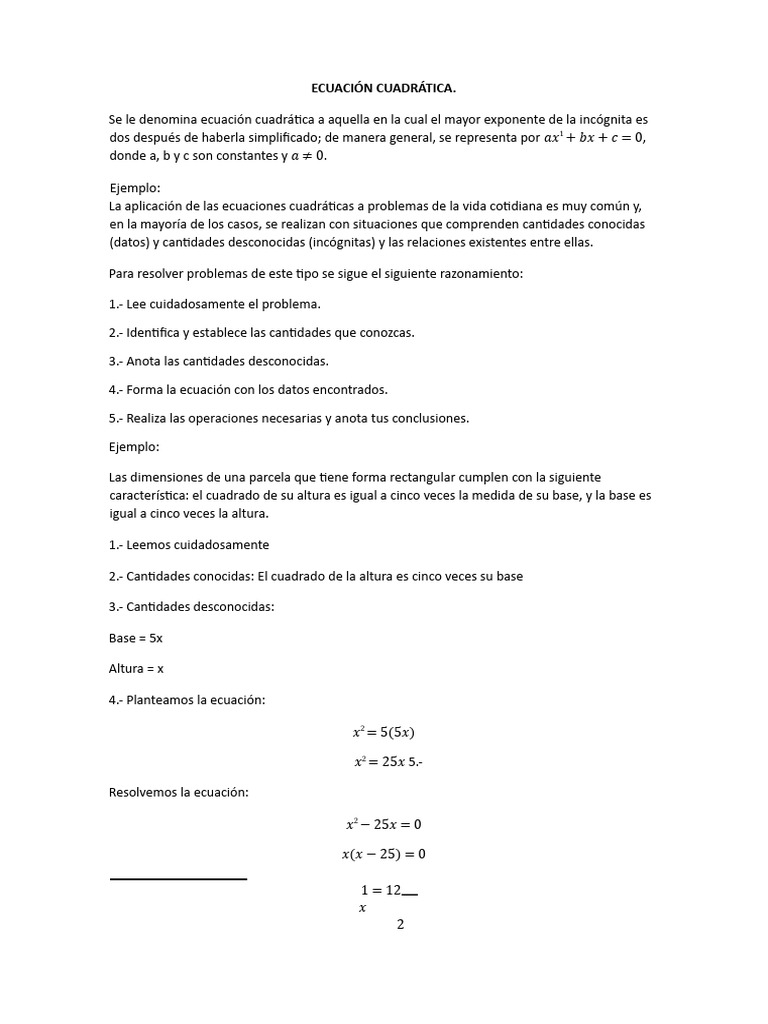 MD3. Ecs. 2° Grado Con Una Incognita. | PDF | Métodos y materiales de enseñanza