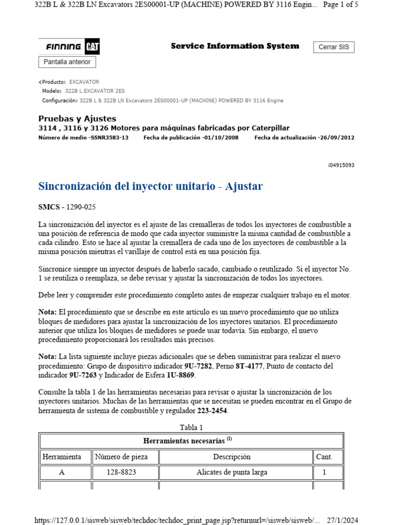 Calibracion de Inyector Unitario de 3116-3126 | PDF | Inyección de ...