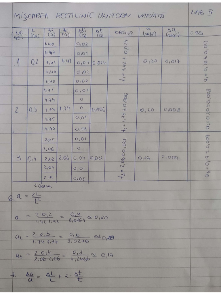 Miscarea Rectilinie Uniform Accelerata | PDF