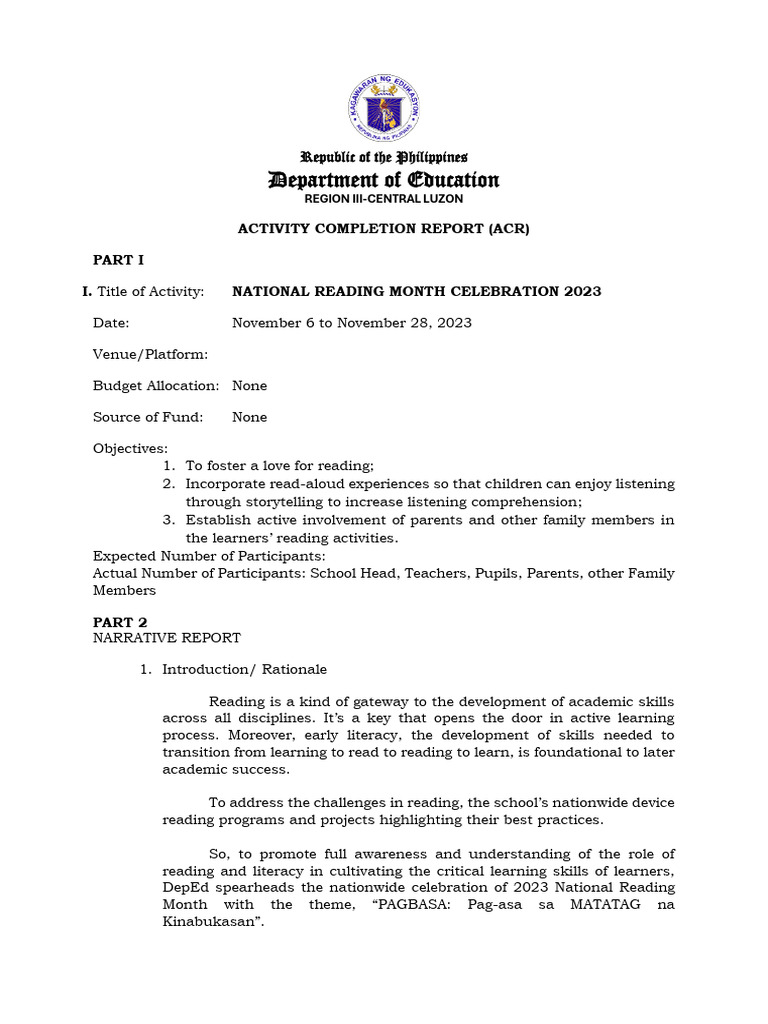 ACR Reading 2023 | PDF | Literacy | Learning