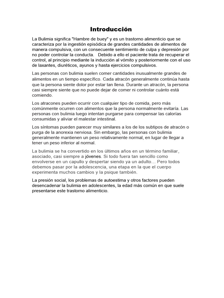 Bulimia: Características y Tratamiento | PDF | Bulimia nerviosa ...