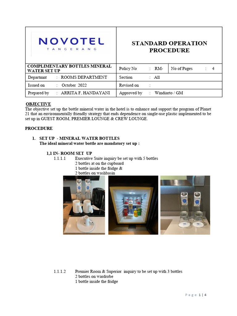 Mineral Water Bottle Setup Procedures | PDF