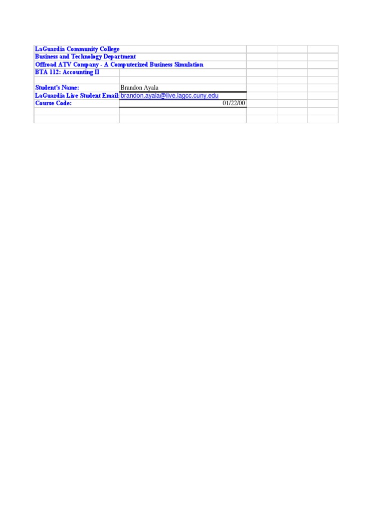 Principles of Accounting Simulation - Student's Answer - Excel File ...