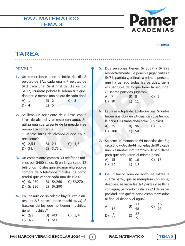 RM - Verano Escolar - 3 Tarea | PDF
