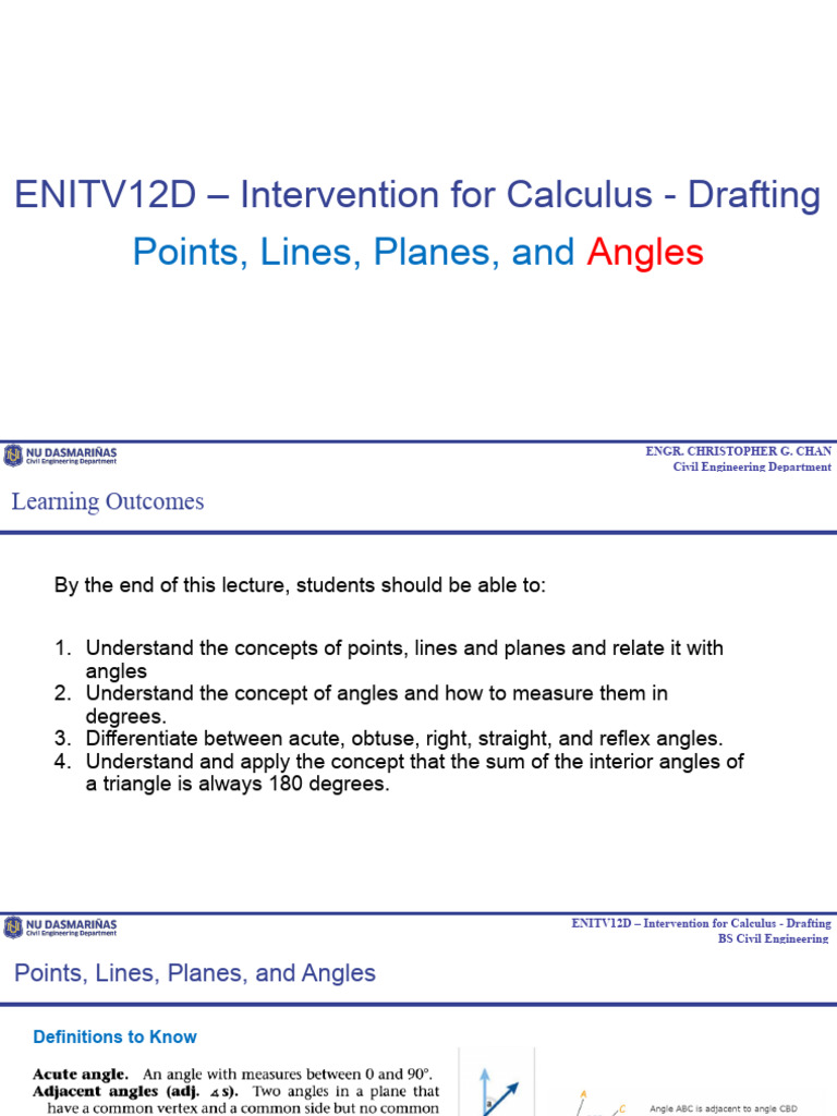 Points, Lines, Planes, Angles Overview | PDF | Triangle | Elementary ...
