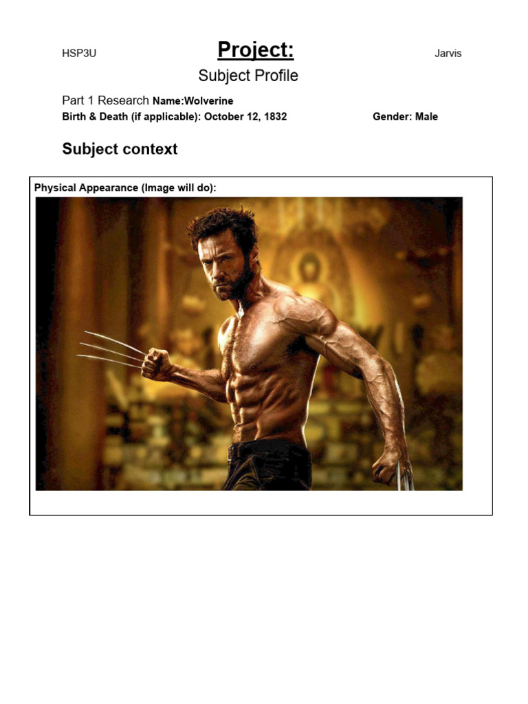 S1 HSP3U - Character Profile Wolverine | PDF