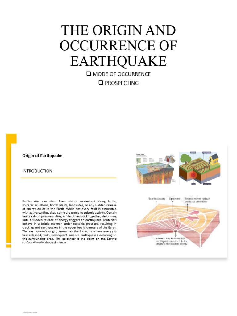 The Origin and Occurence of Earthquake | PDF | Earthquakes | Plate ...