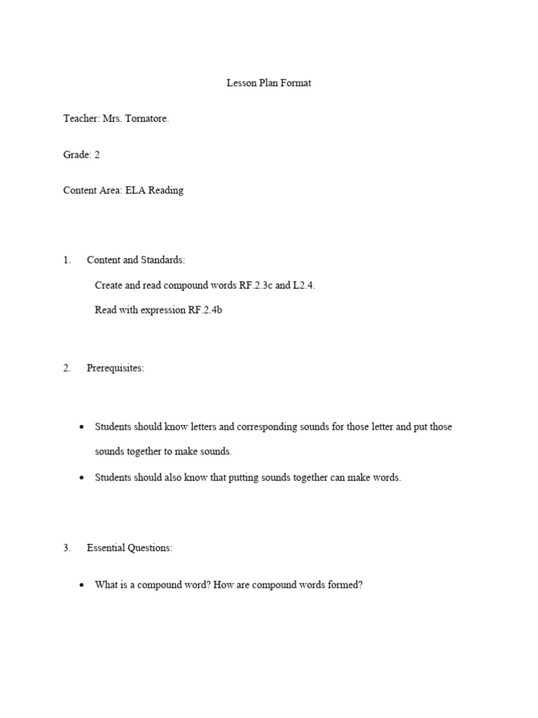2nd Grade ELA Lesson Plan: Compound Words | PDF | Letter Case