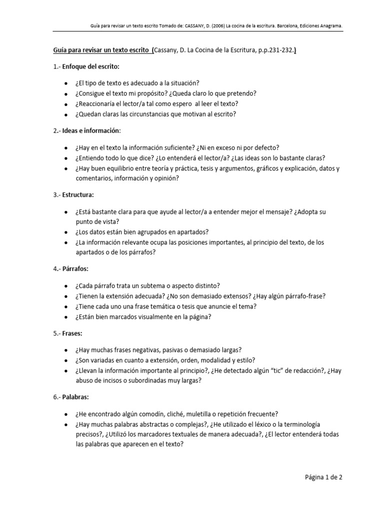 Guía para Revisar Textos Escritos | PDF | Puntuación | Información