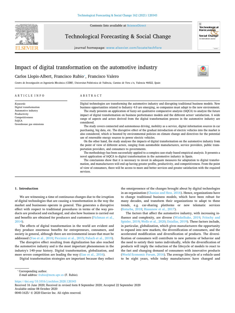 Digital Transformation in Automotive 2021 | PDF | Electric Vehicle ...