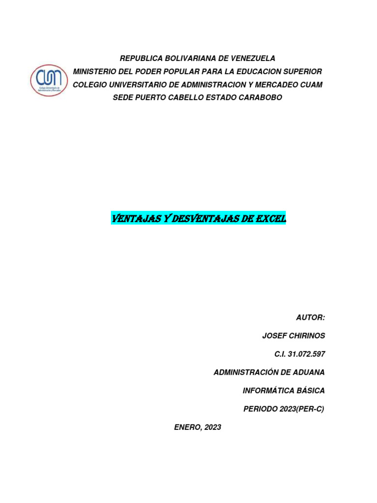 Ventajas y Desventajas de Excel | PDF | Microsoft Excel | Archivo de ... Ventajas y Desventajas de Excel | PDF | Microsoft Excel | Archivo de ...