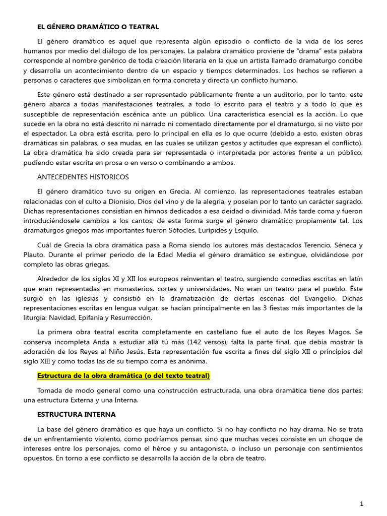 Introducción al Género Dramático | PDF | Teatro | Literatura oral