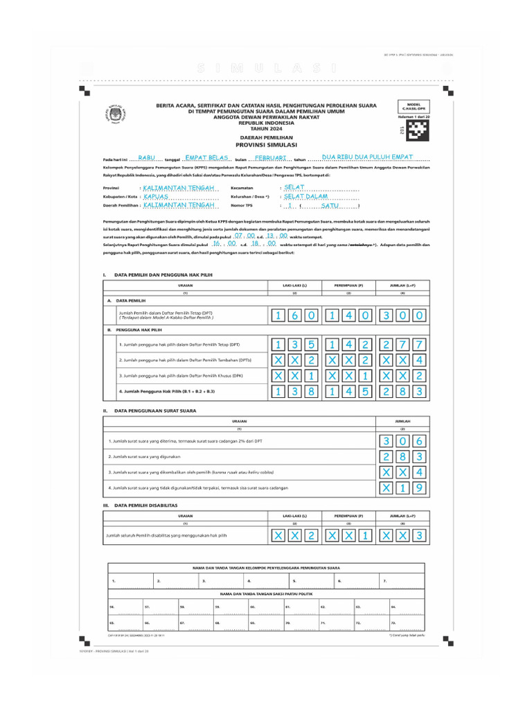 Simulasi Pengisian C Hasil Plano - DPR - X | PDF