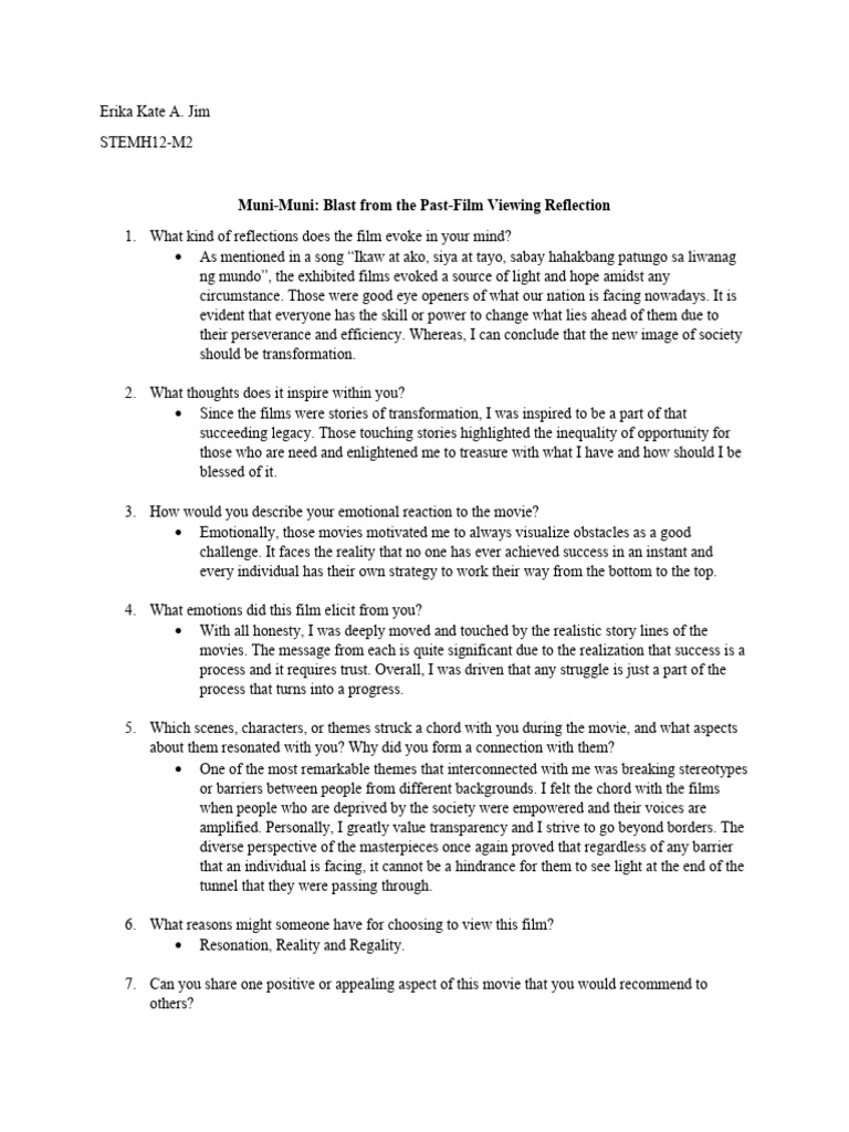 Jim Muni-Muni Reflection | PDF | Cognitive Science | Behavioural Sciences